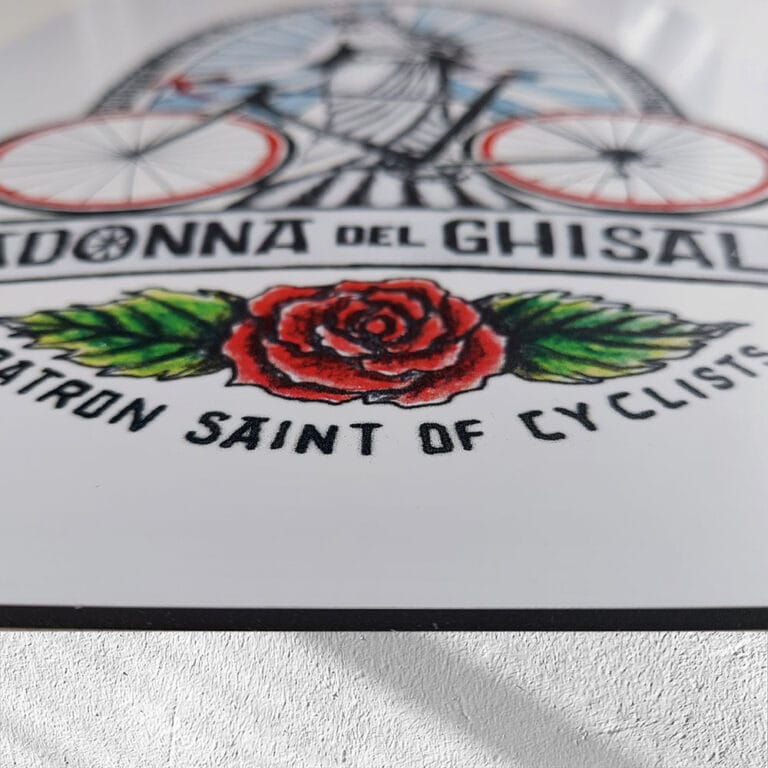 Cycology Madonna del Ghisallo art print op dibond - CyclingLifestyle.nl