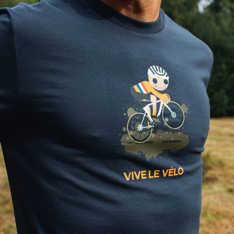 CX Dutch T-shirt - Vive le Vélo (dark heather blue) - CyclingLifestyle.nl